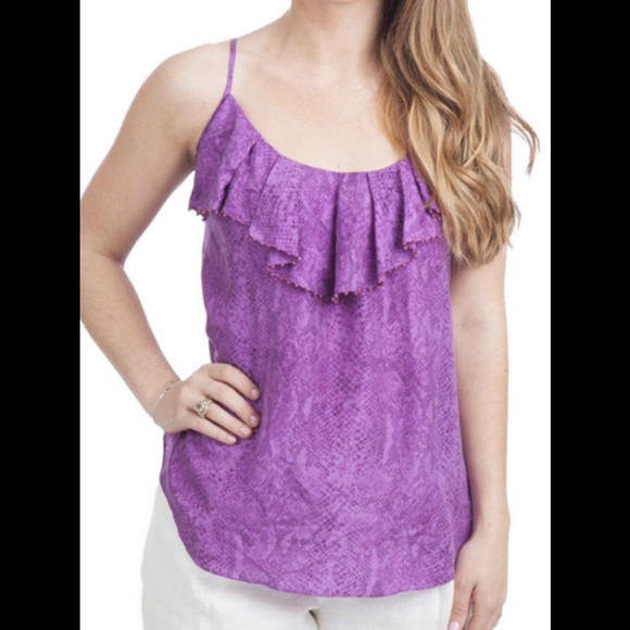 Rebecca Taylor | Tops | Rebecca Taylor Snake Print Ruffle Camisole ...